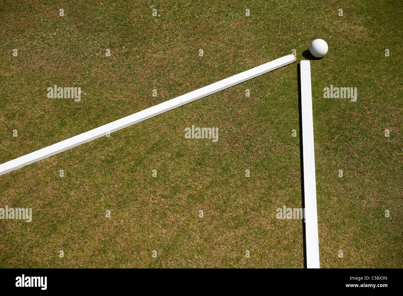 outdoor bowls ball and markers Stock Photo - Alamy