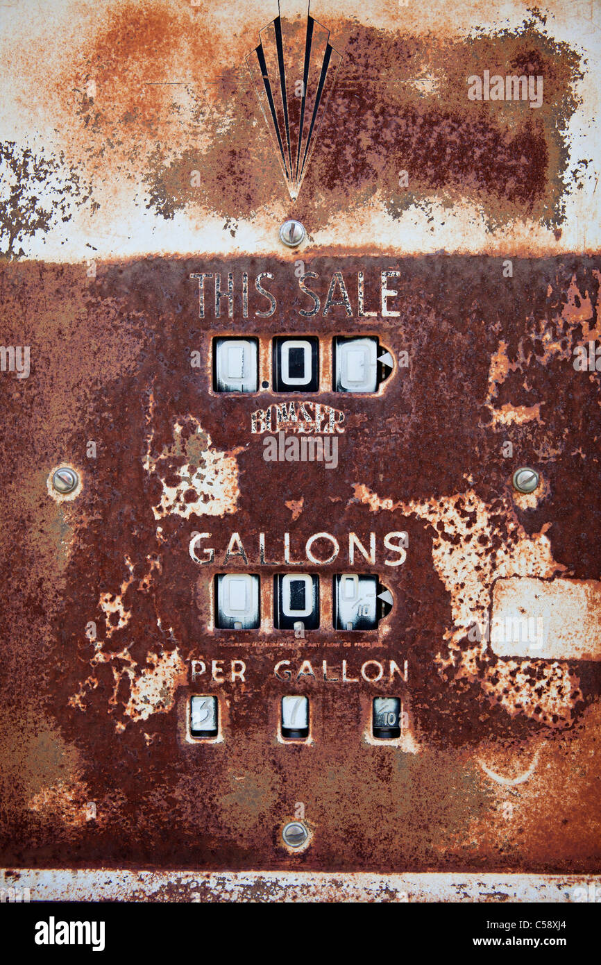 Front of old antique gas pump Stock Photo - Alamy