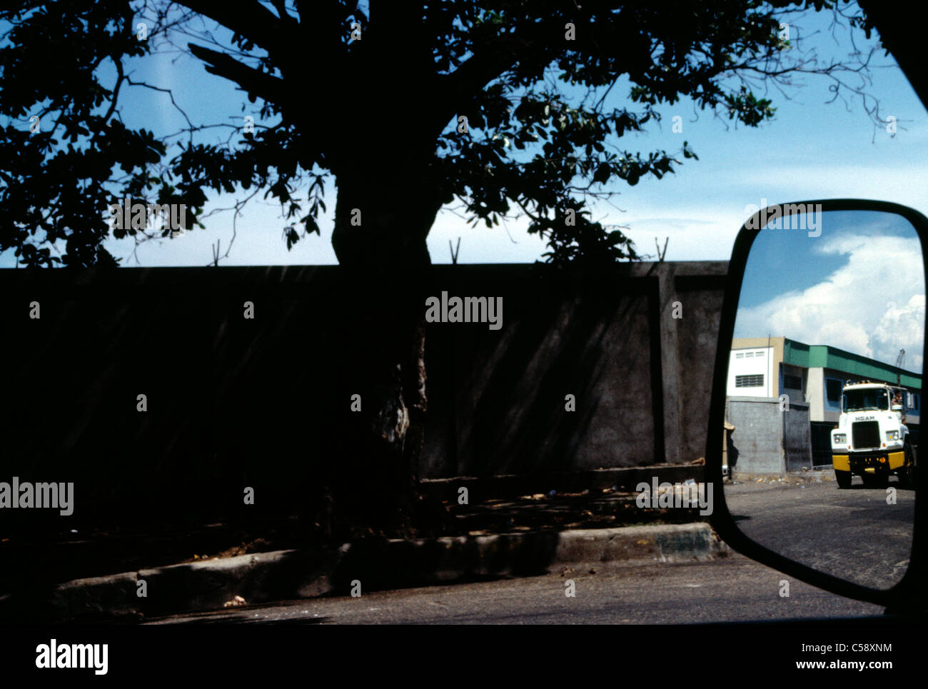 Santo Domingo Dominican Republic Reflection Of Lorry In Wing Mirror Of ...