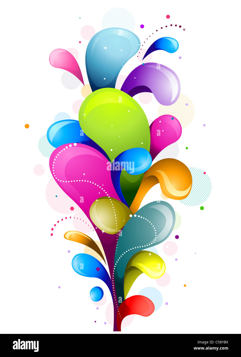 Abstract Rainbow Colored Swirls Against White Background Stock Photo ...