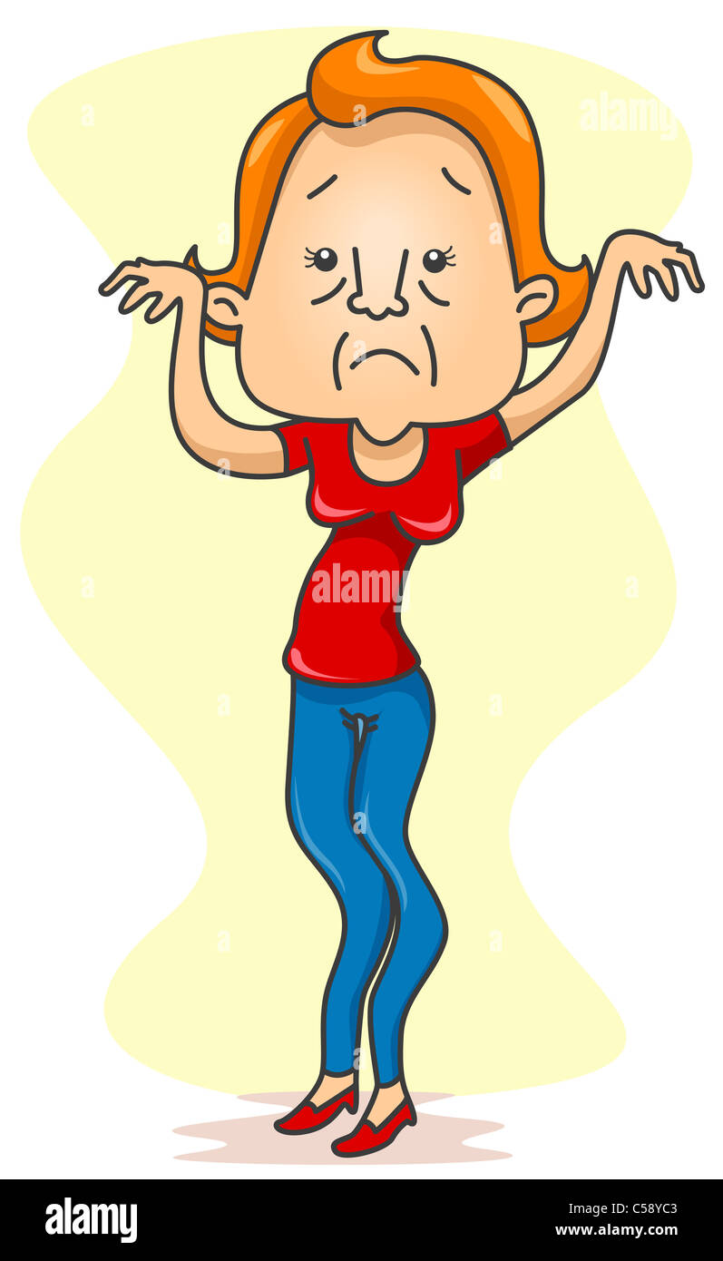 A Deflated Woman with Wobbly Legs and Arms Extended Sideward Stock ...