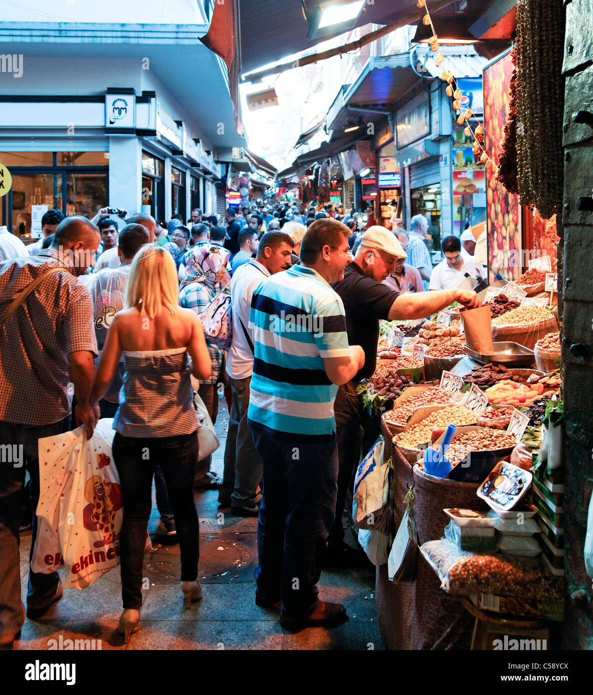 June 2011 Crowded Market street scene Grand Bazaar Istanbul, Turkey ...