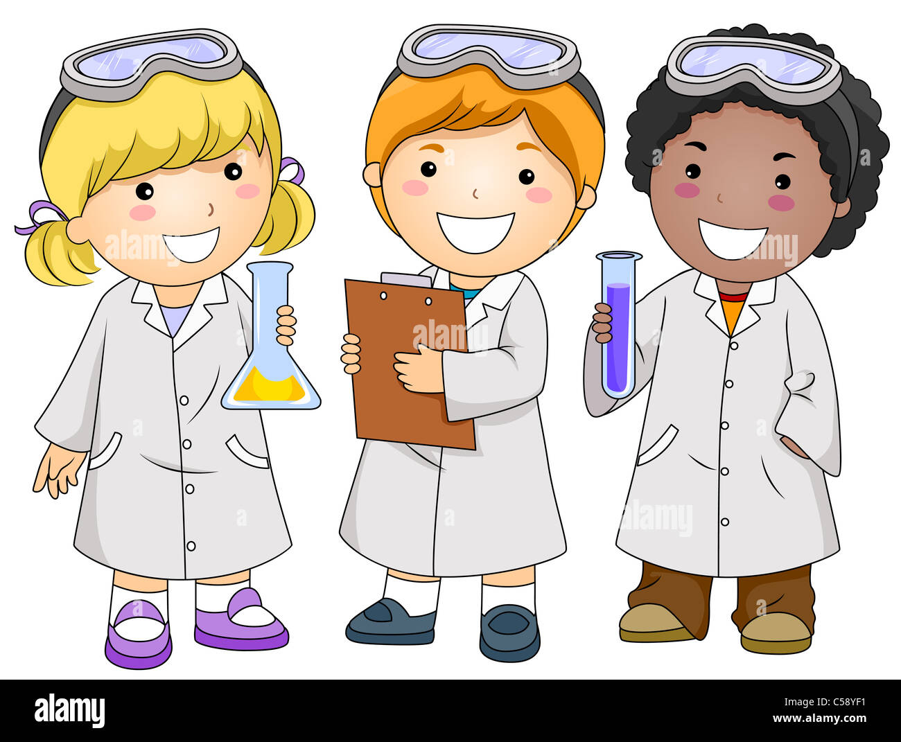 A Small Group of Kids Conducting a Laboratory Experiment Stock Photo ...