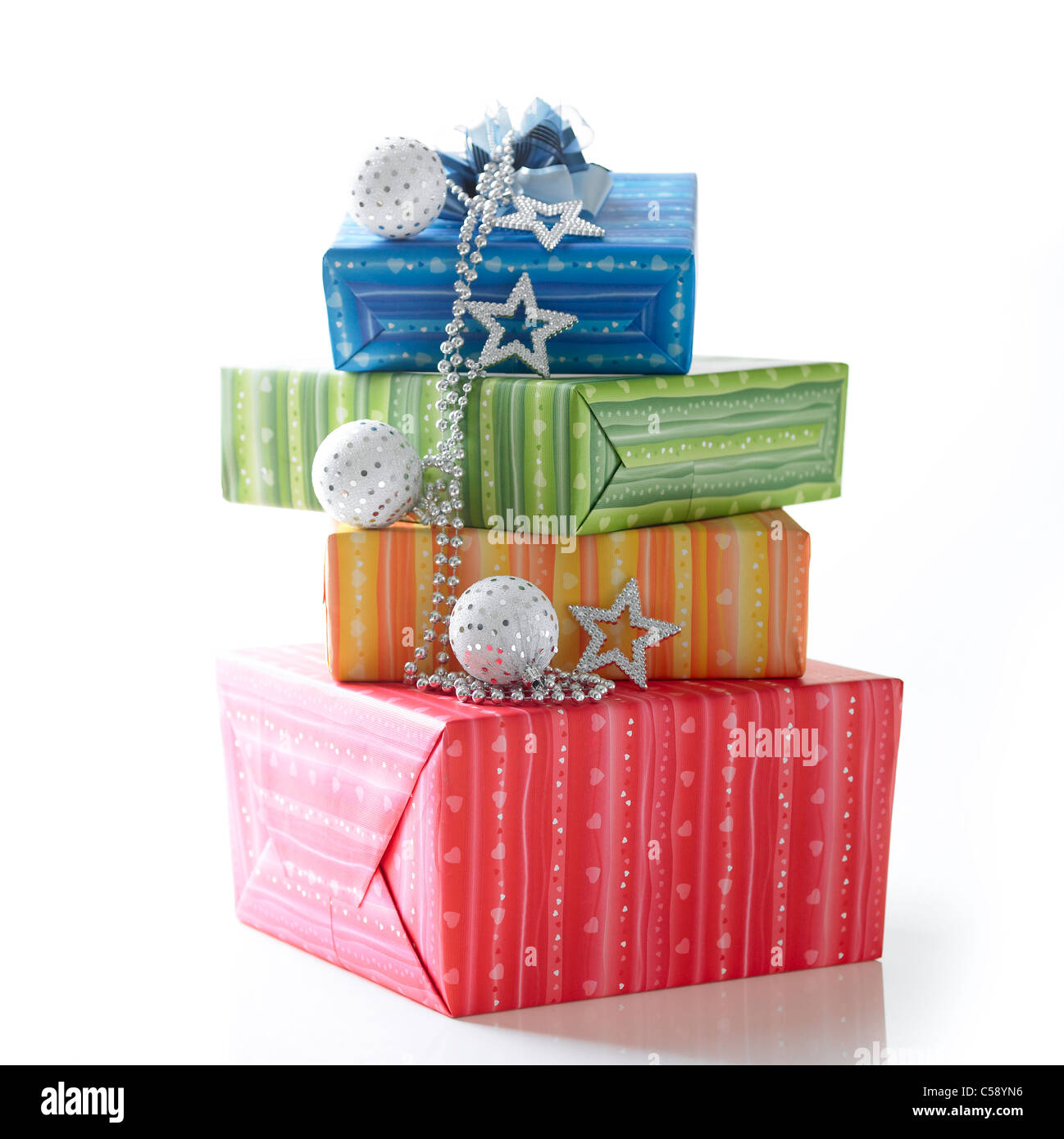 Close-up of Stack of gift boxes Stock Photo - Alamy