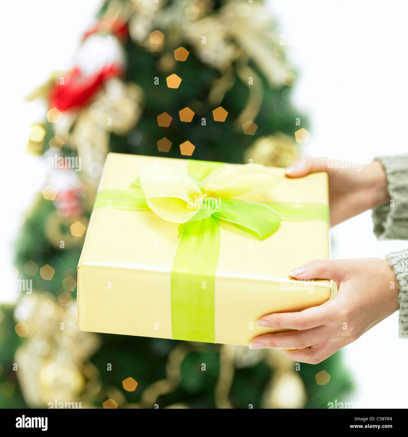 Close-up of Person holding gift box Stock Photo - Alamy