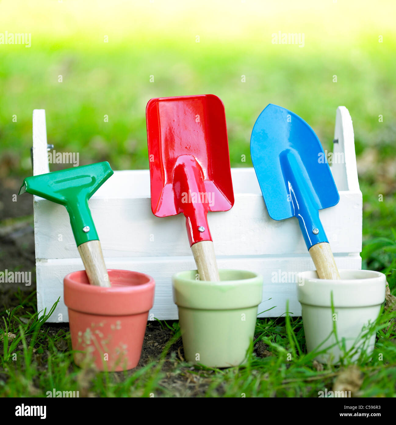 Close-up of spades in pots Stock Photo - Alamy