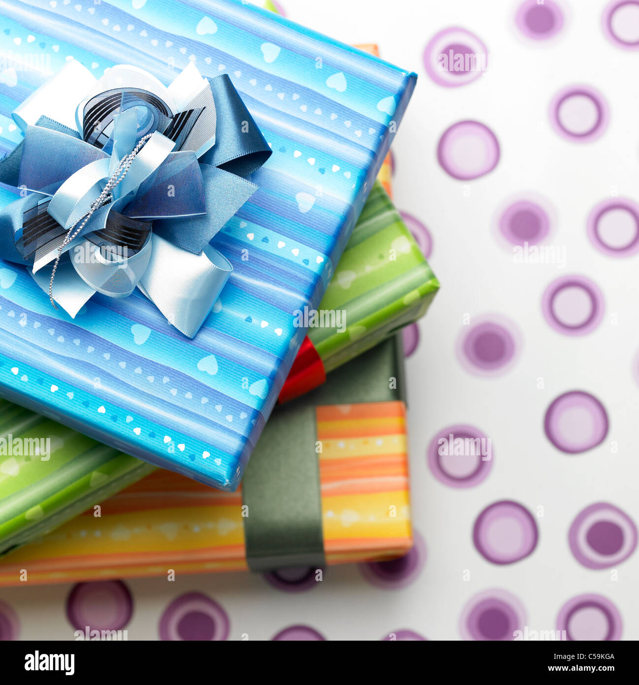Close-up of Stack of gift boxes Stock Photo - Alamy