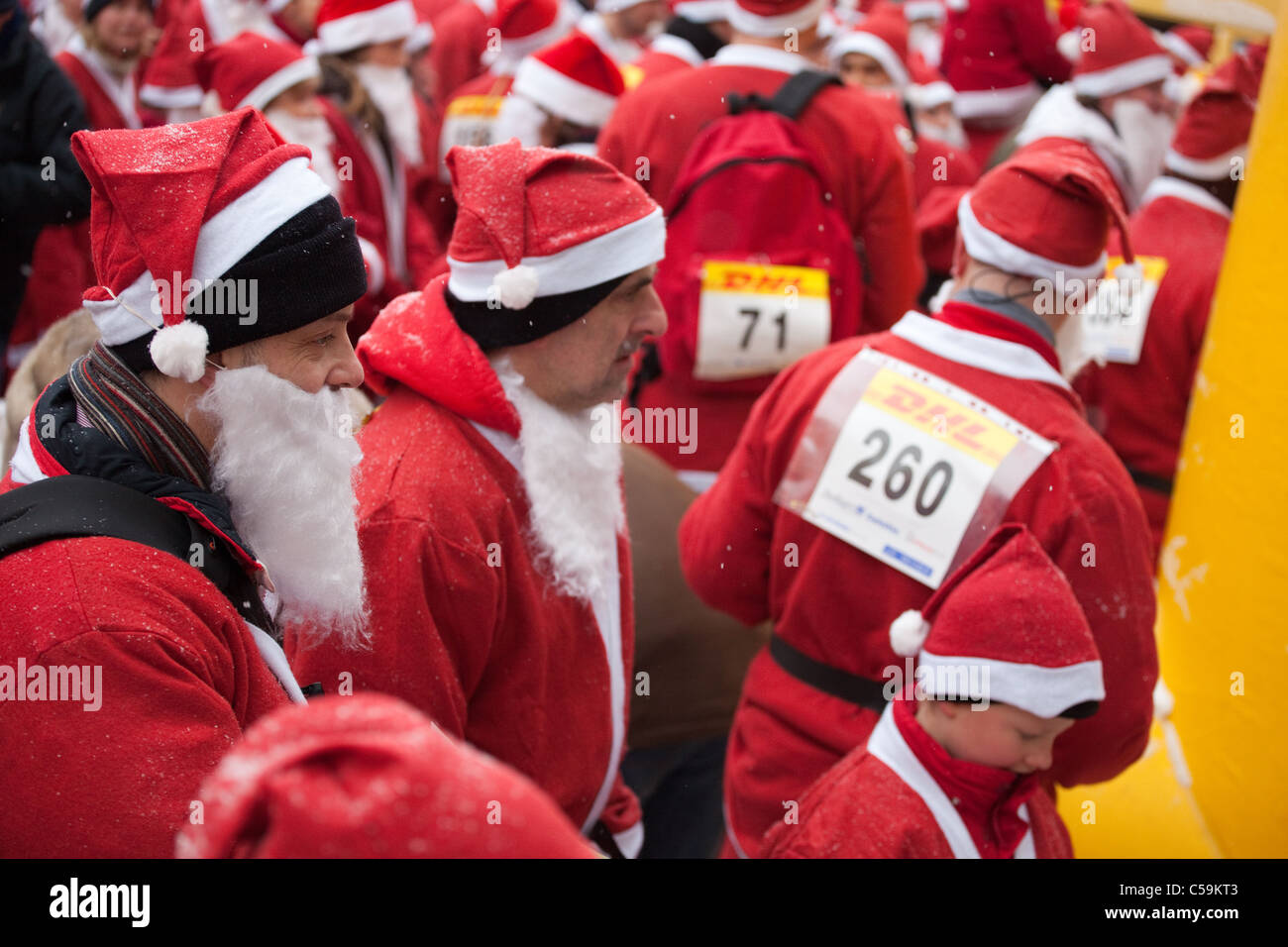 RIGA, LATVIA - DECEMBER 12: Participants of the third annual Santas Fun ...