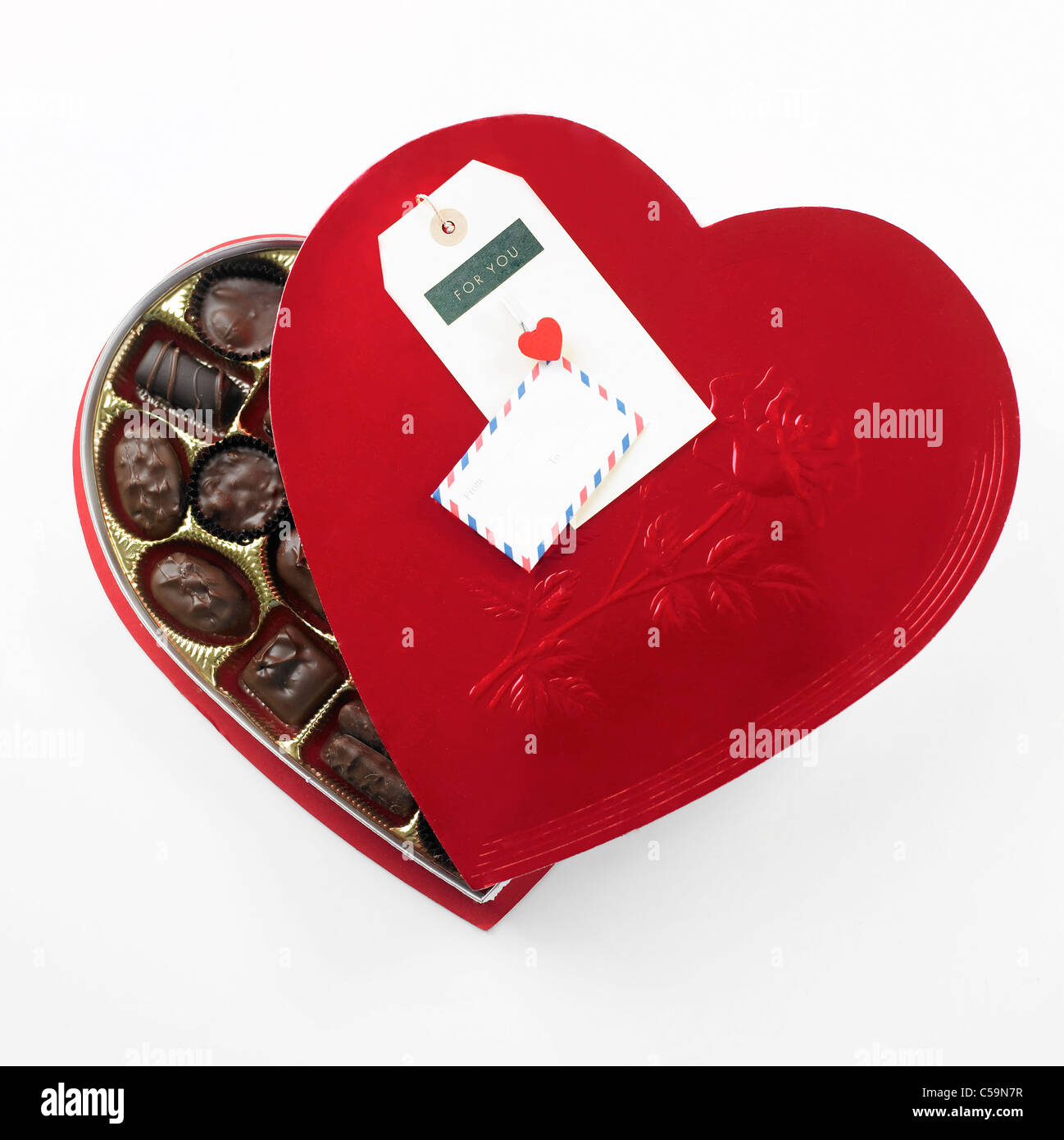 Close-up of Heart Shaped Box of Chocolates Stock Photo - Alamy