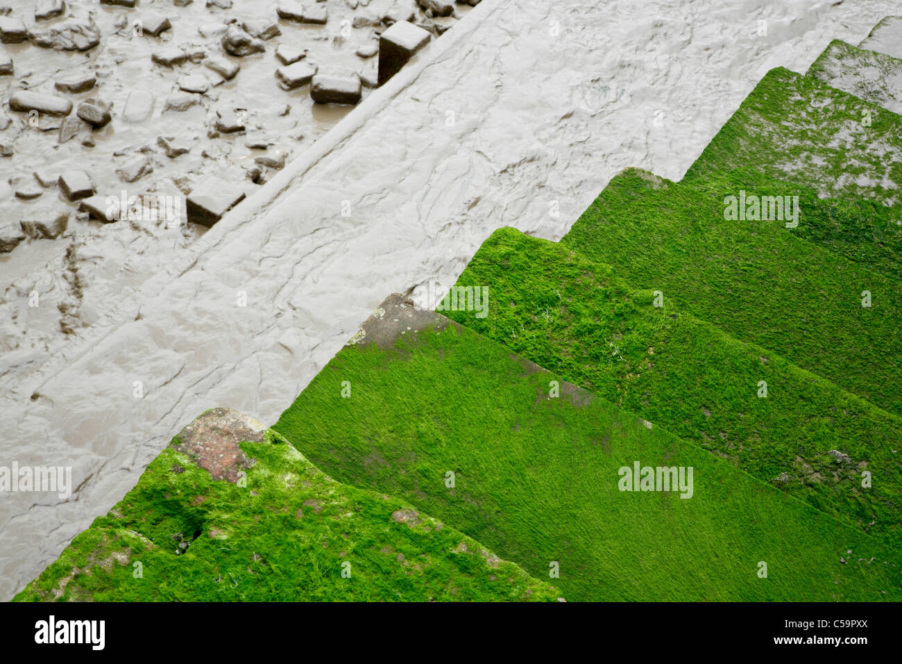 Steps leading down to the River Thames foreshore at Wapping Old Stairs ...