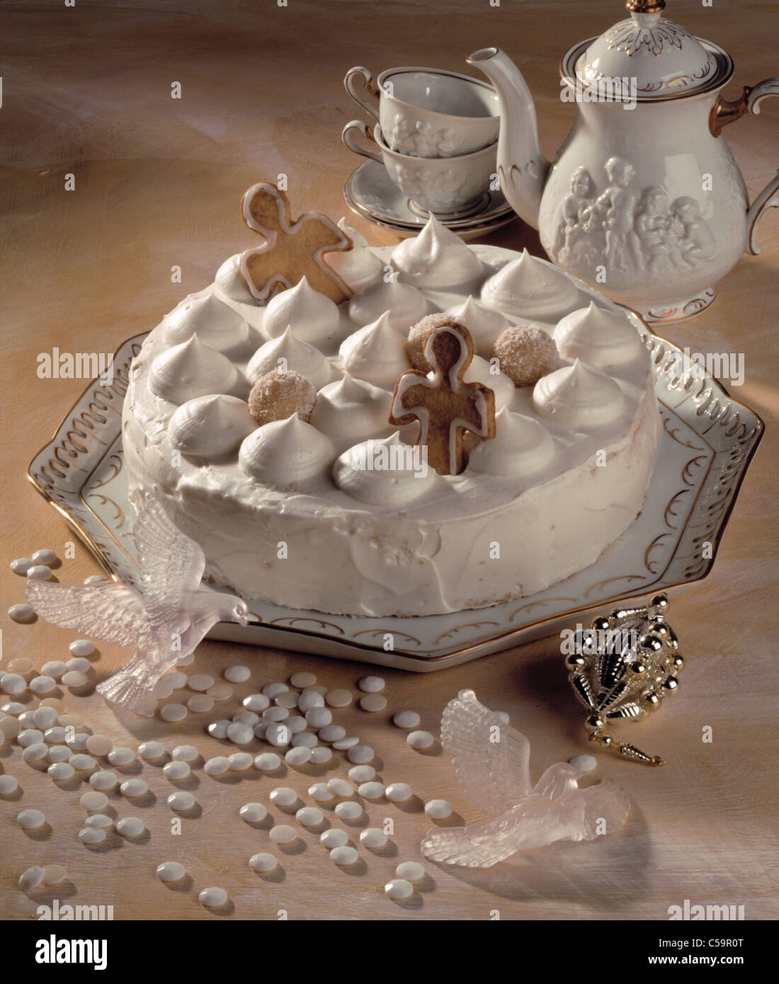 Angel tart with marzipan balls Stock Photo - Alamy