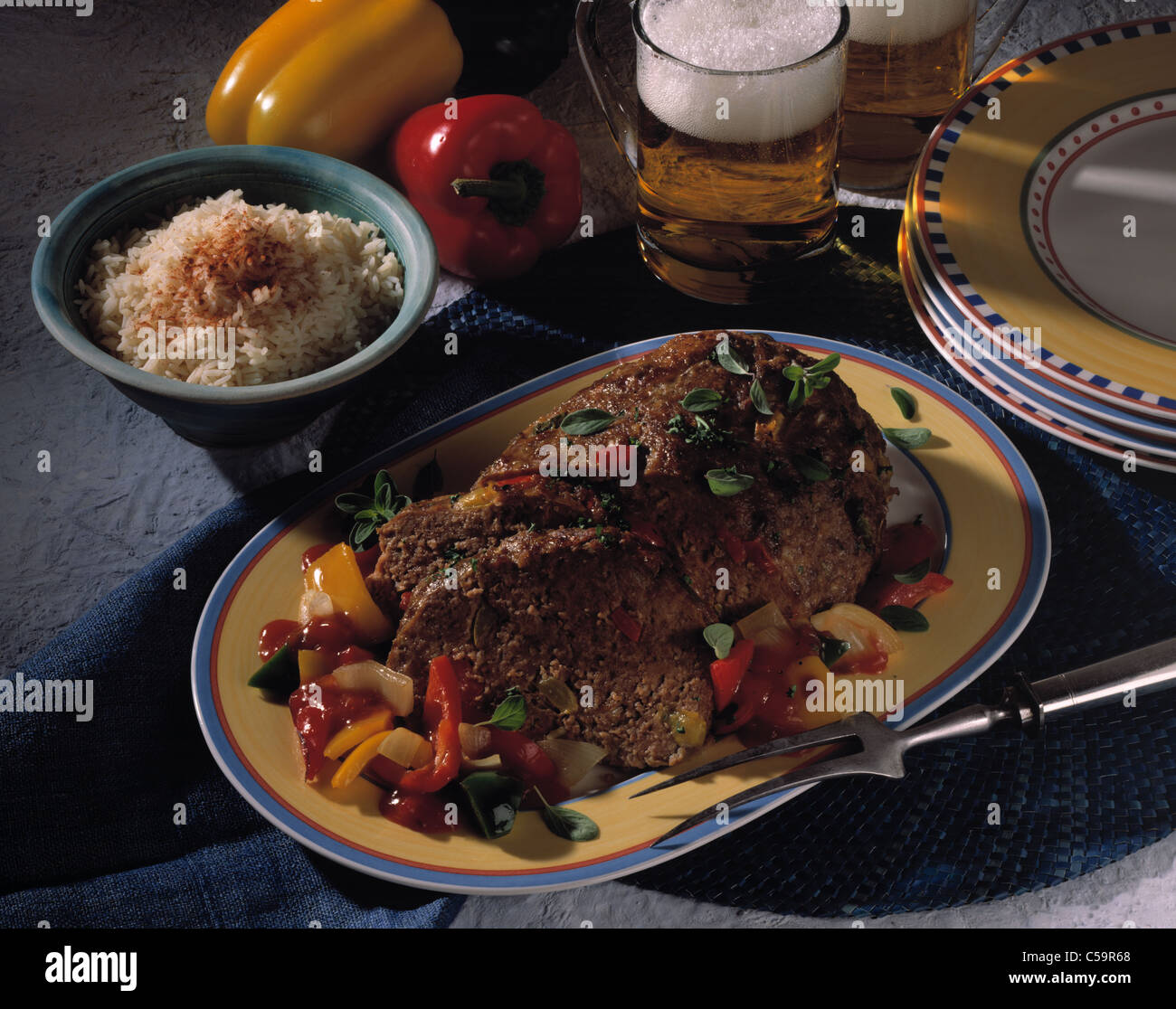 Meat loaf with sweet pepper Stock Photo - Alamy