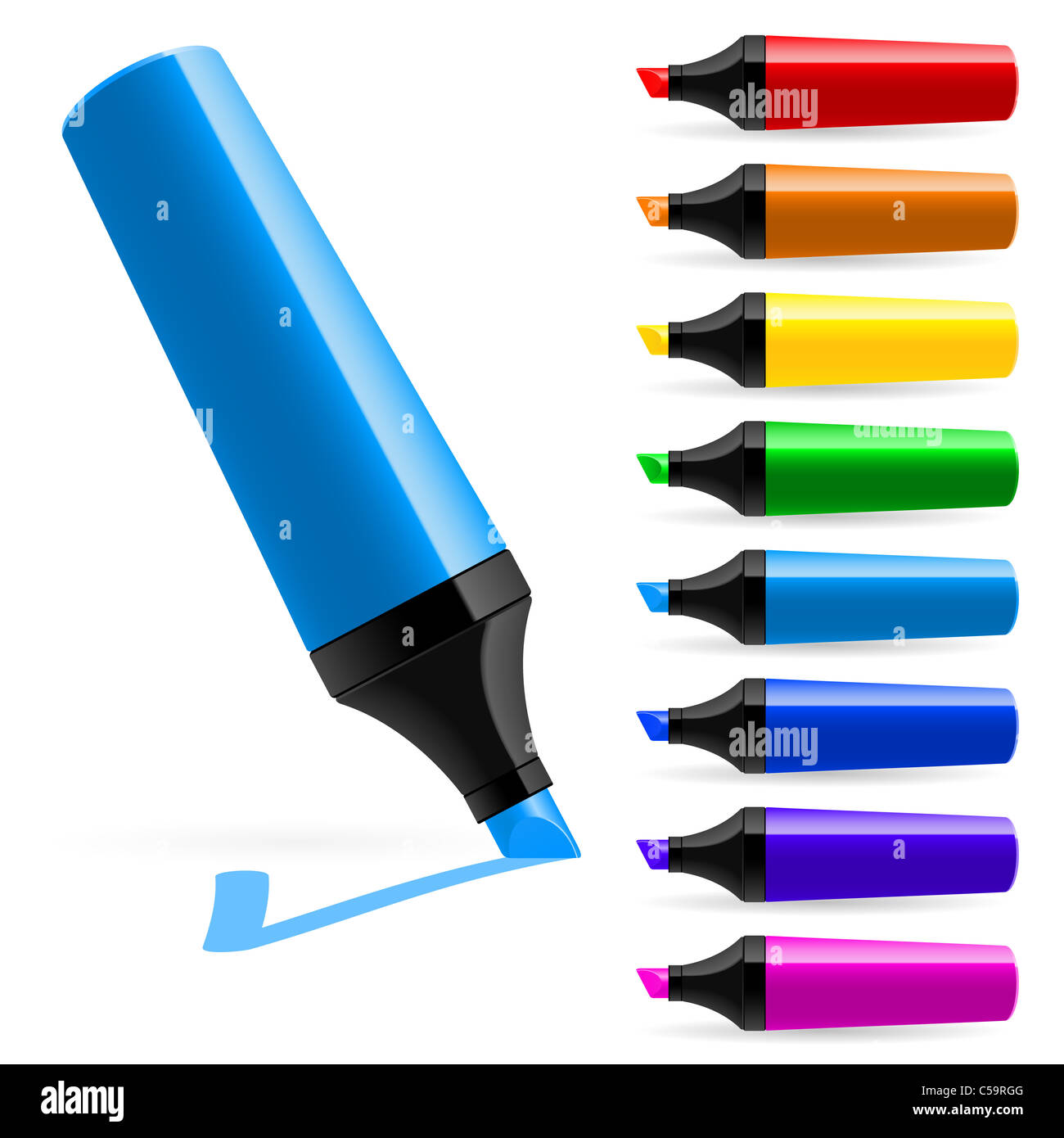 Realistic multi-colored markers. Illustration on white background Stock ...