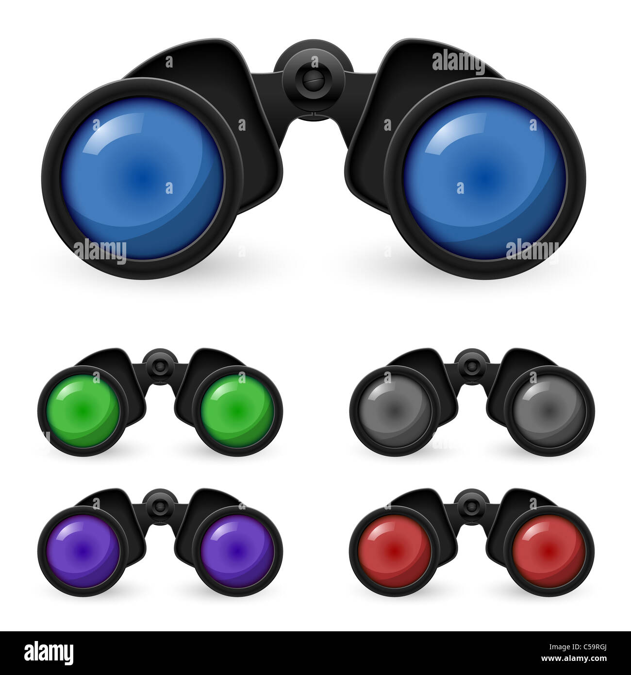 Set of realistic binoculars. Illustration on white background Stock ...