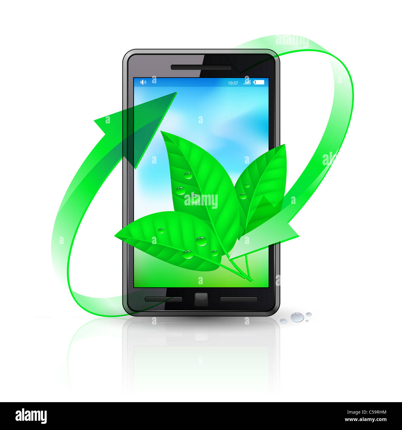 Mobile phone. Environmental energy. Illustration on white background ...
