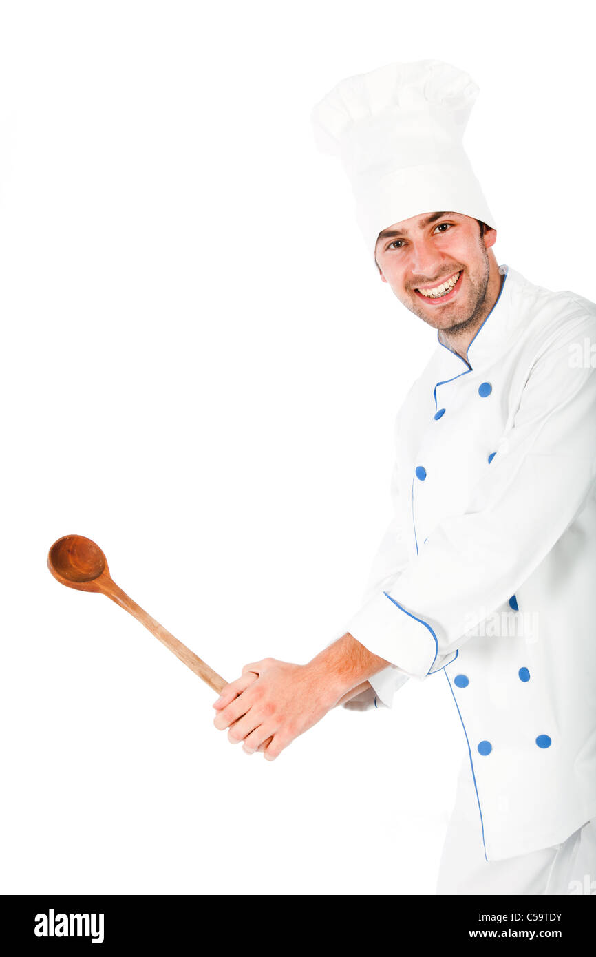 Young chef isolated on white background Stock Photo - Alamy