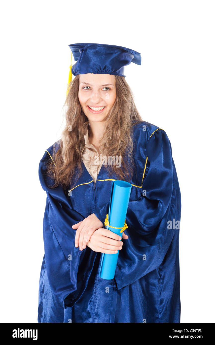 Portrait of young graduate student isolated on white background Stock ...
