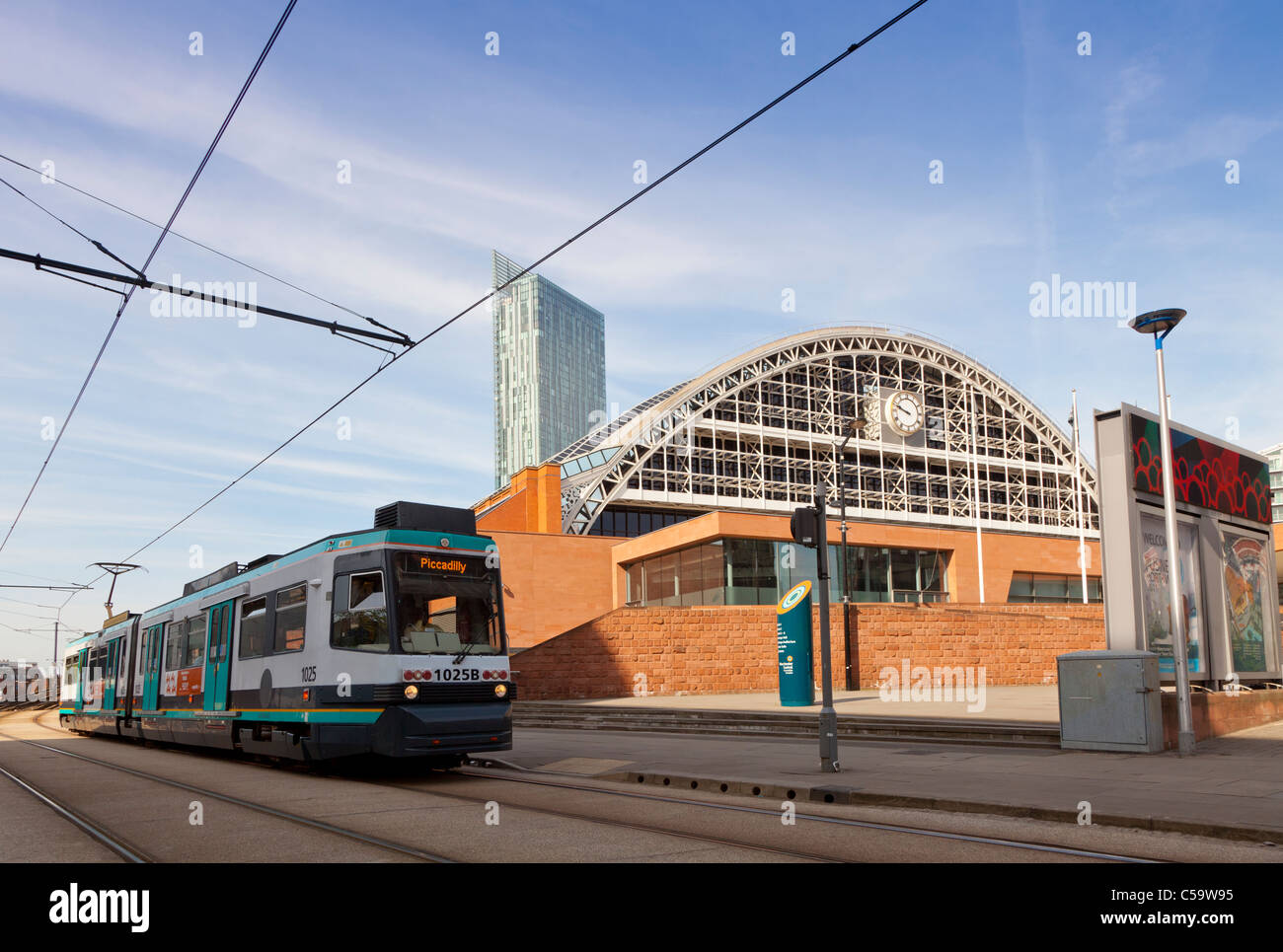 tram passing convention centre, England, Manchester Stock Photo - Alamy