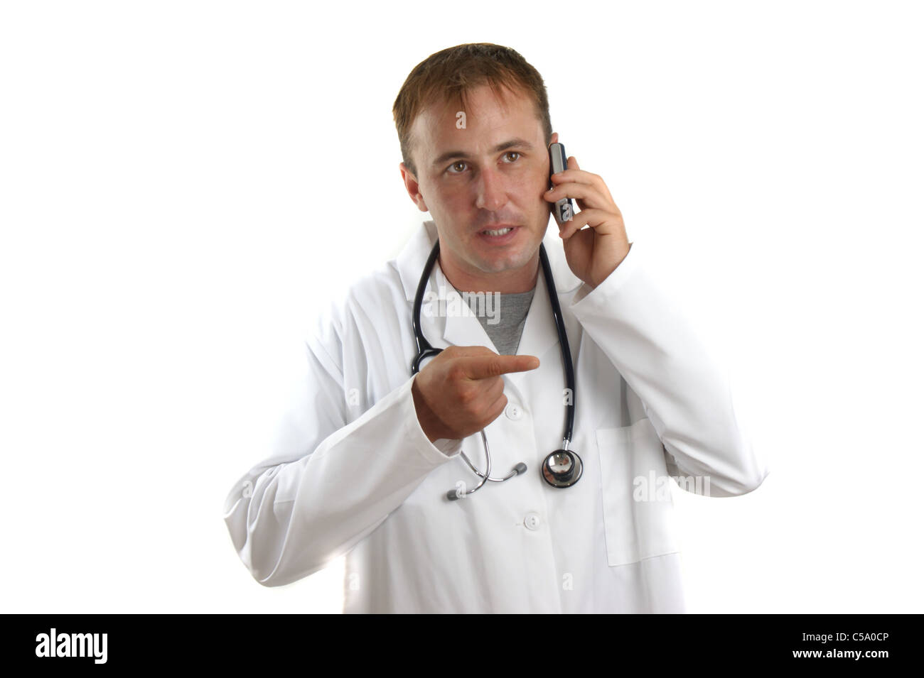 medical staff gestures during a phone call Stock Photo - Alamy