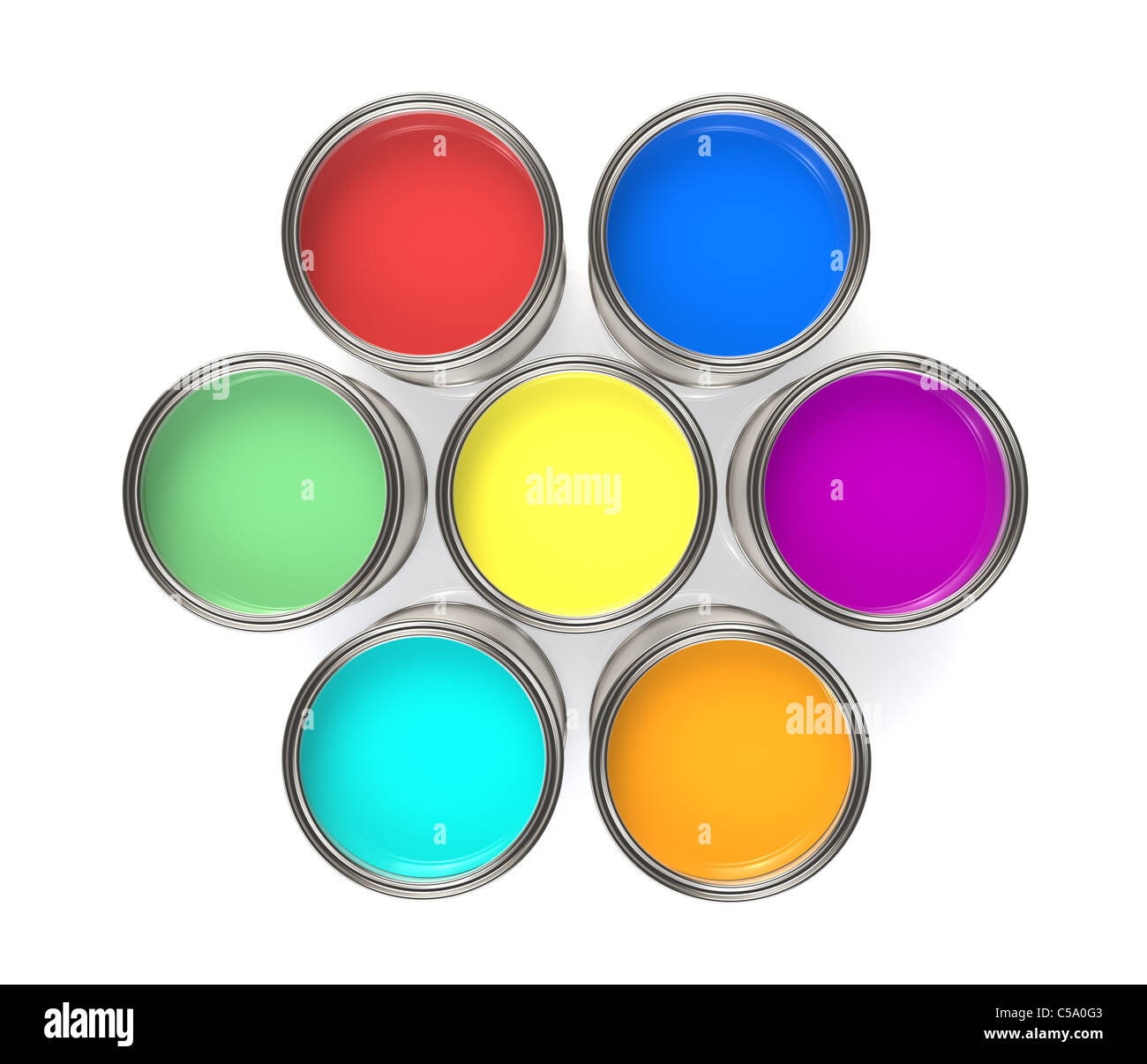 Paint Buckets in a Circle Formation Stock Photo - Alamy