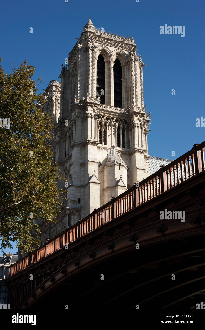Pont au Double over the river Seine next to Notre Dame. Paris. France ...