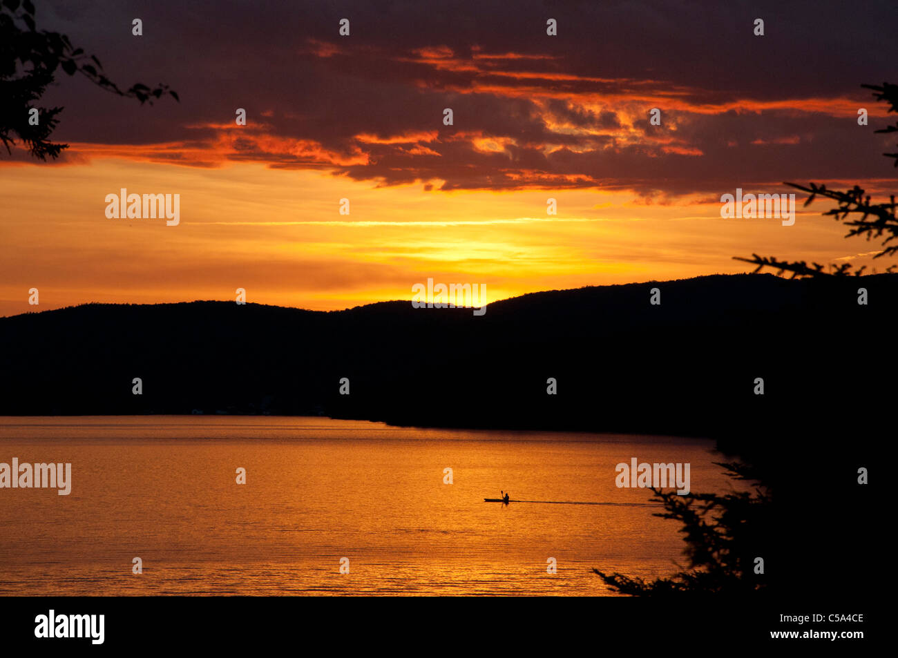 Sunset over Lac des Iles, Quebec Stock Photo - Alamy