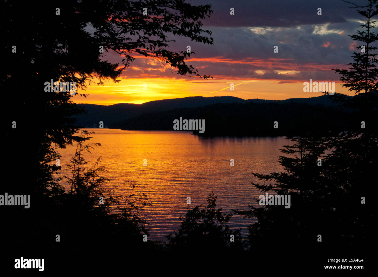 Sunset over Lac des Iles, Quebec Stock Photo - Alamy
