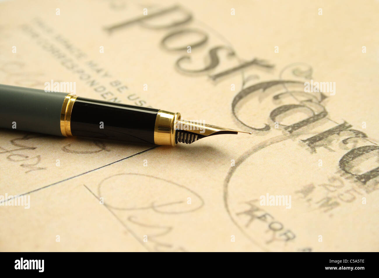 Post card and fountain pen Stock Photo - Alamy