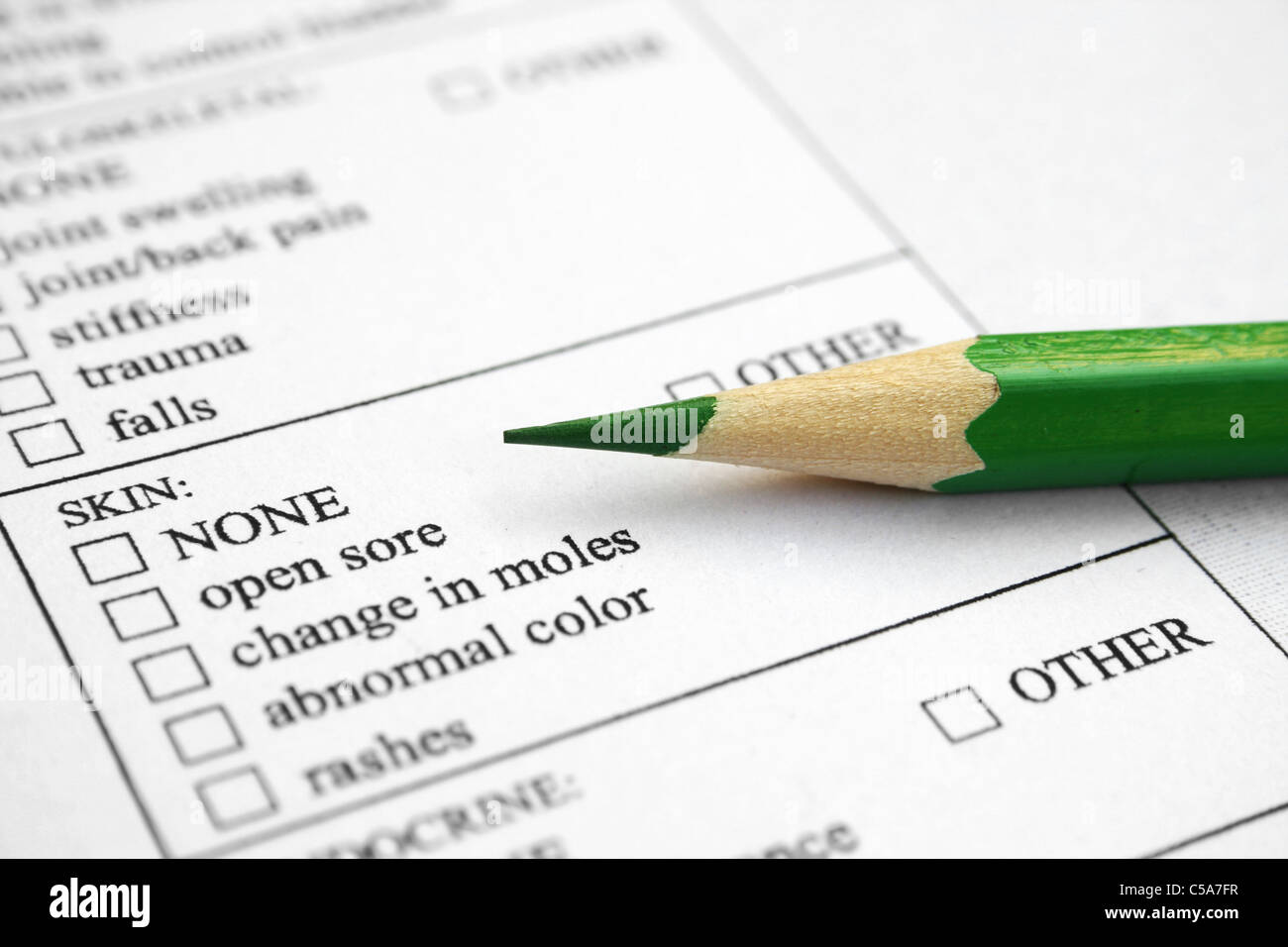 Skin field in patient medical record Stock Photo - Alamy