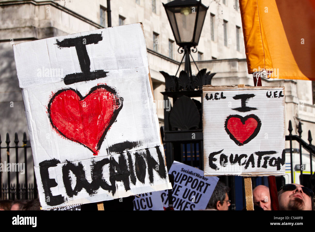 “I love education” placards Stock Photo - Alamy