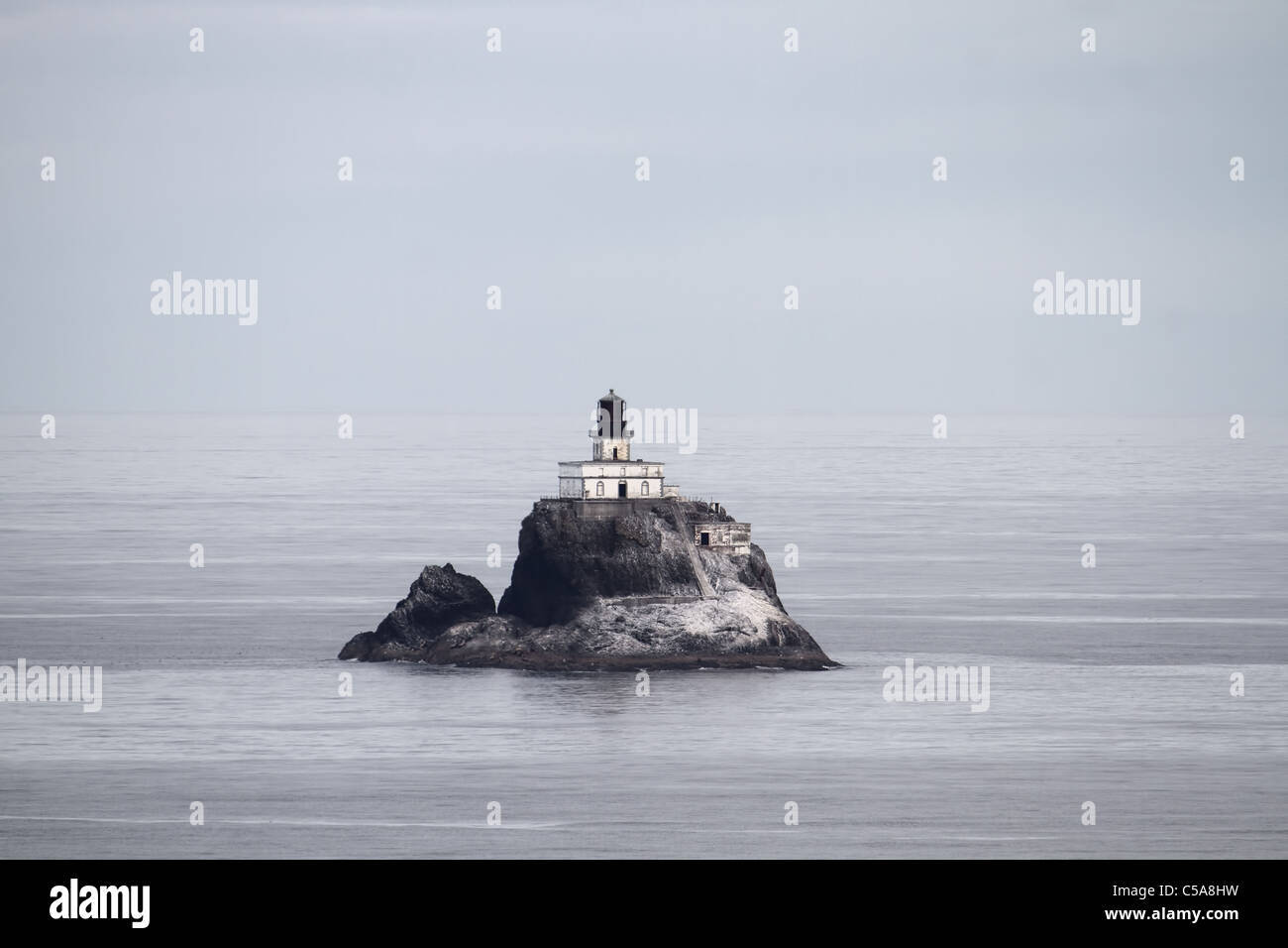 Tillamook Rock Lighthouse at Oregon Coast from Ecola State Park Stock ...