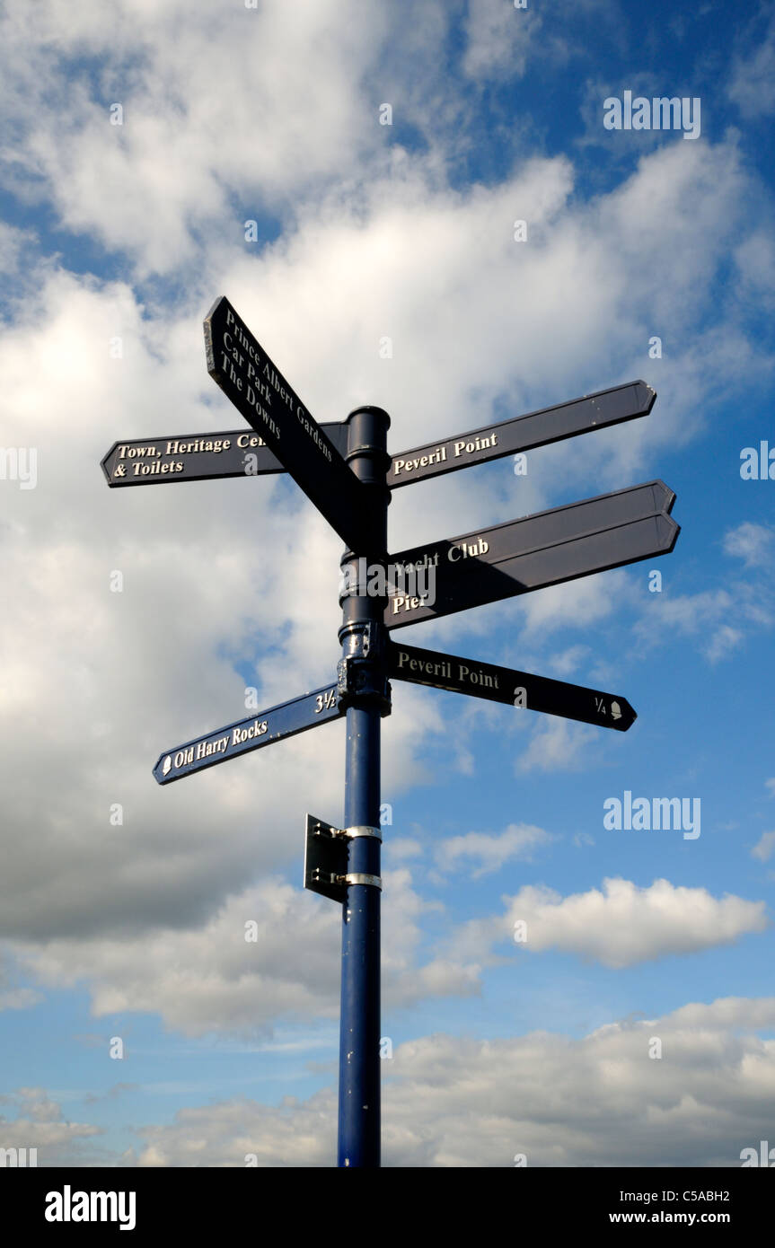 Close-up of Signpost on Swanage Seafront, Dorset, England Stock Photo ...