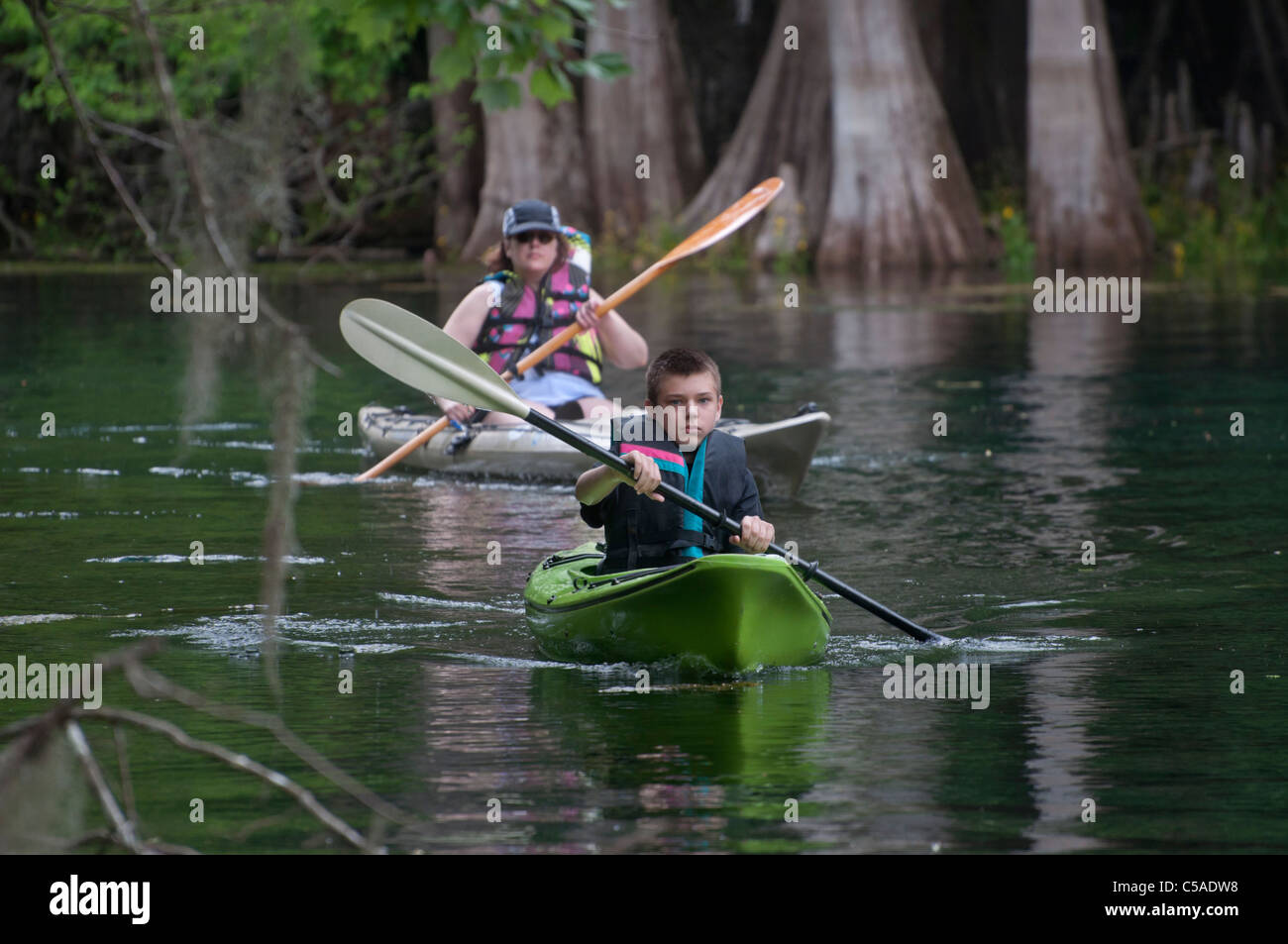 kayaking the spring run at Manatee Springs State Park in North Florida ...