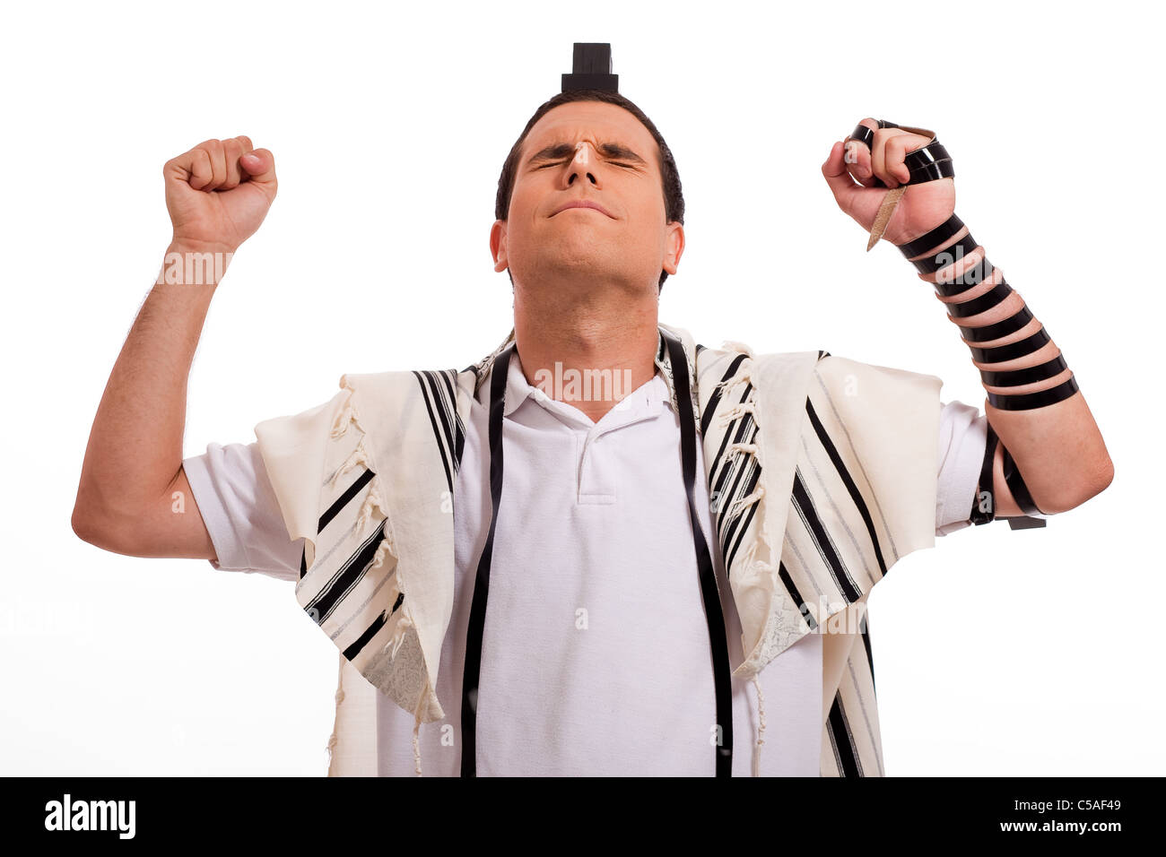 jewish men praying on isolated background Stock Photo - Alamy