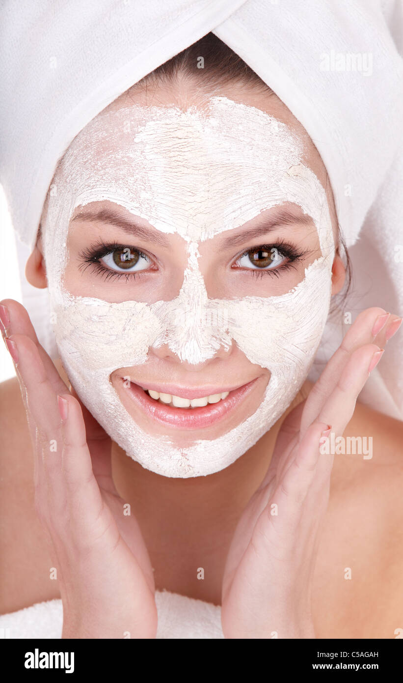 Young woman with clay facial mask Stock Photo - Alamy