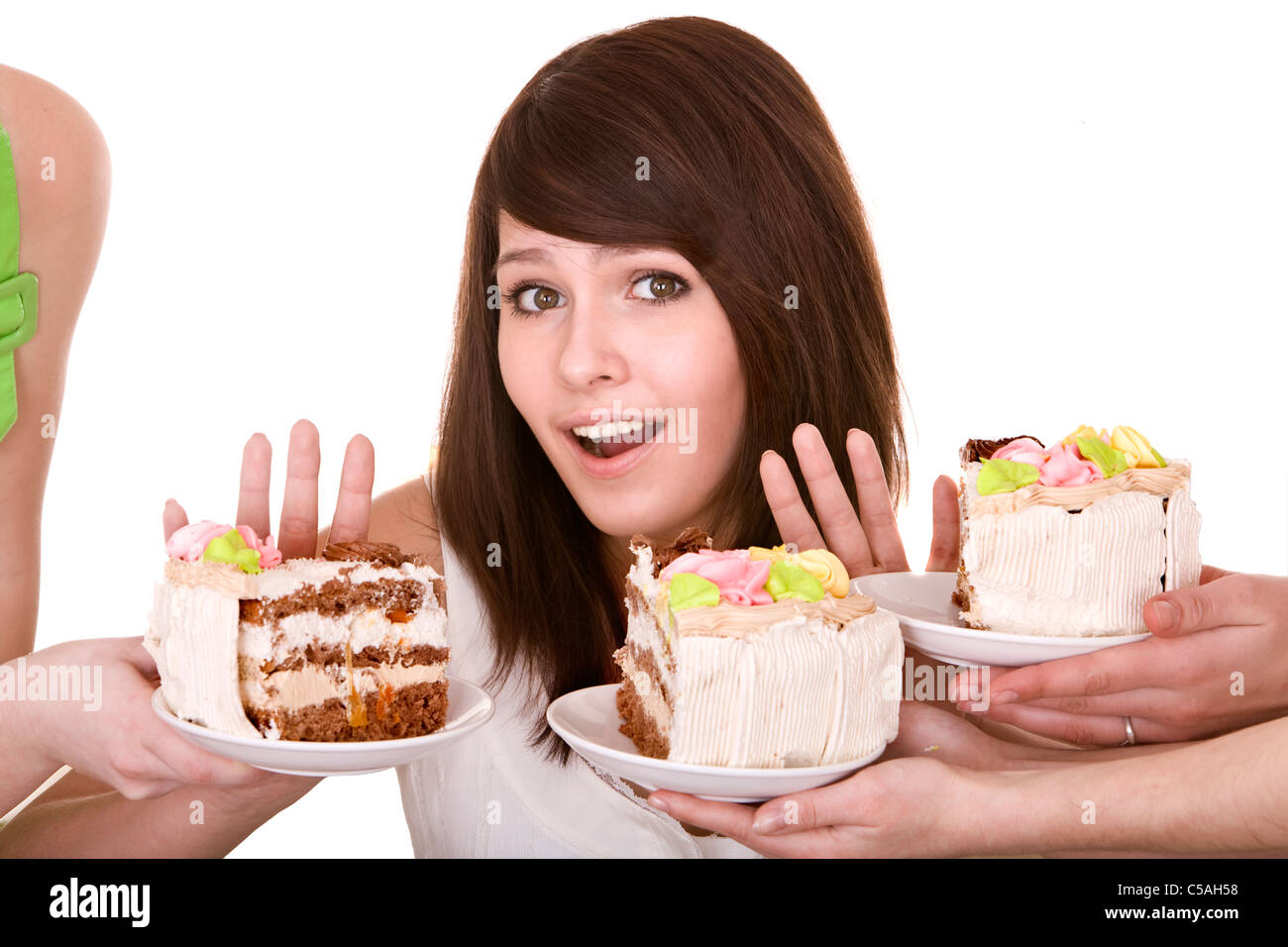 Young woman with chocolate cake Stock Photo - Alamy