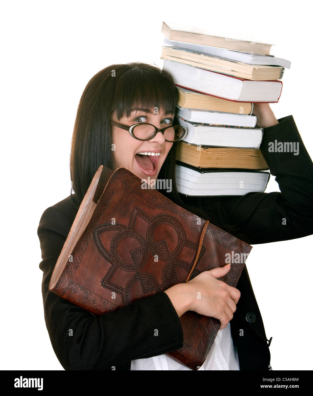 Young woman with group book Stock Photo - Alamy