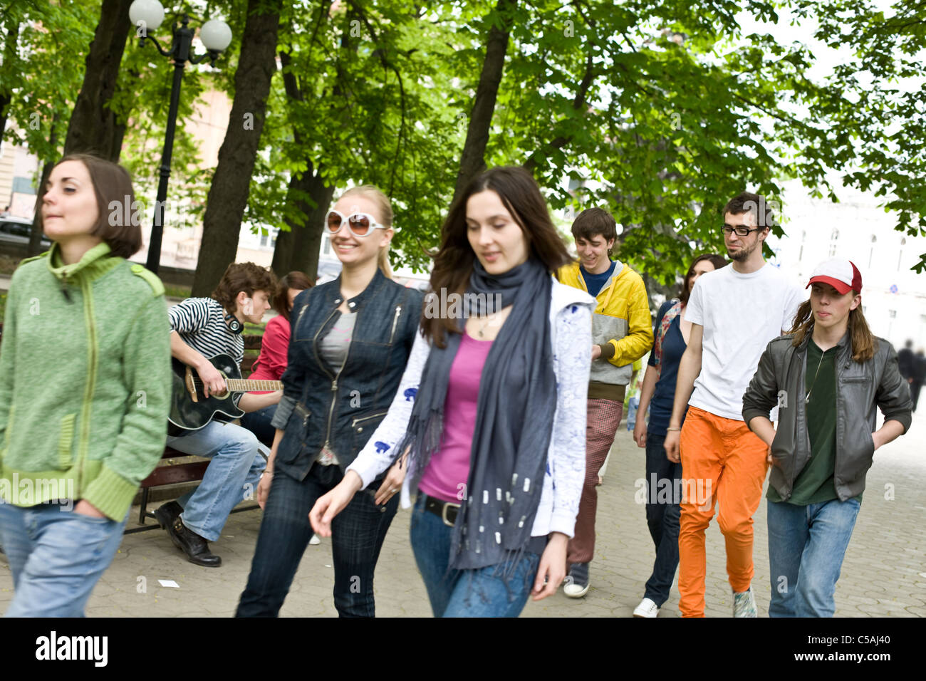 Group of people in park outdoor Stock Photo - Alamy