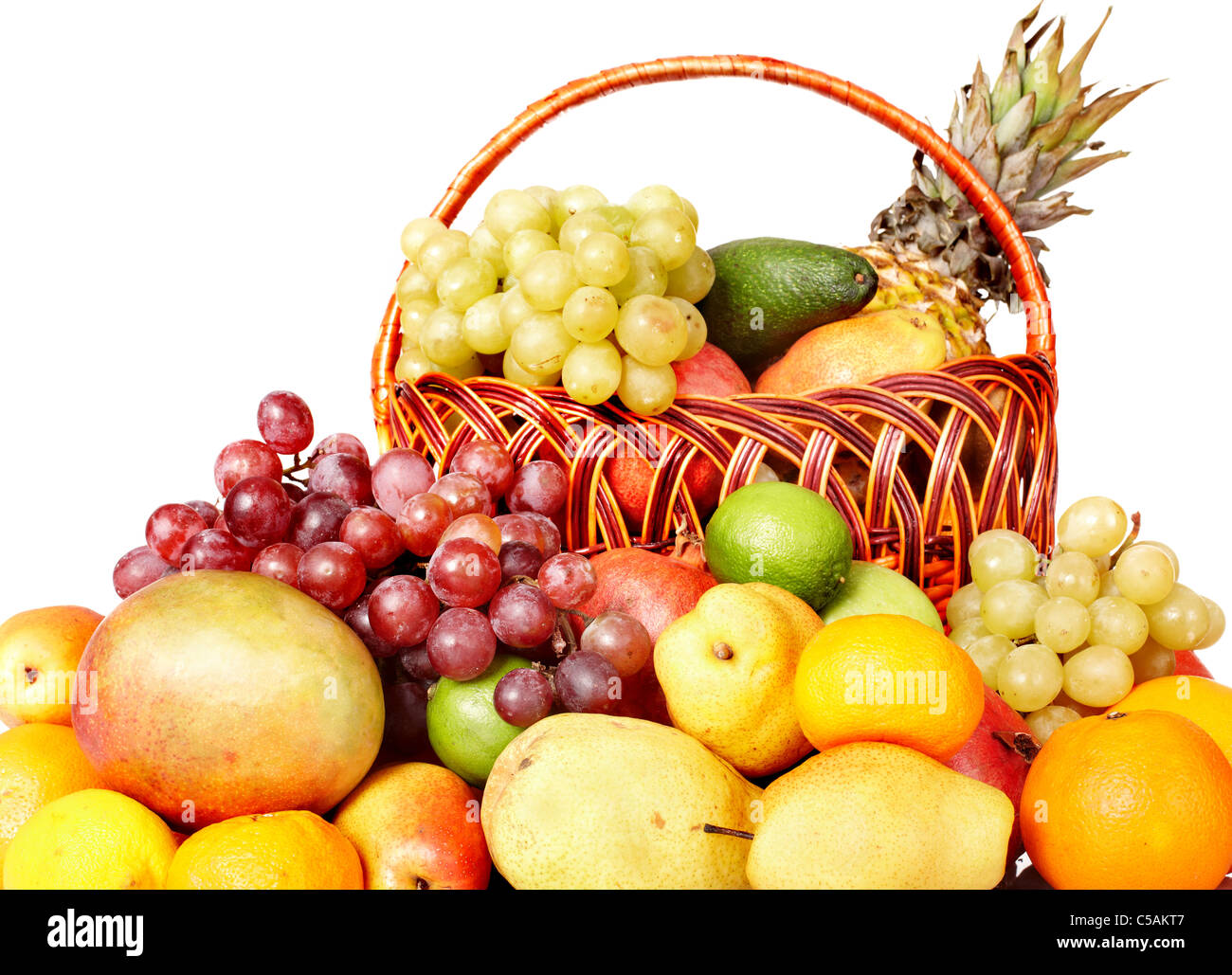 Group of color fruit in basket Stock Photo - Alamy