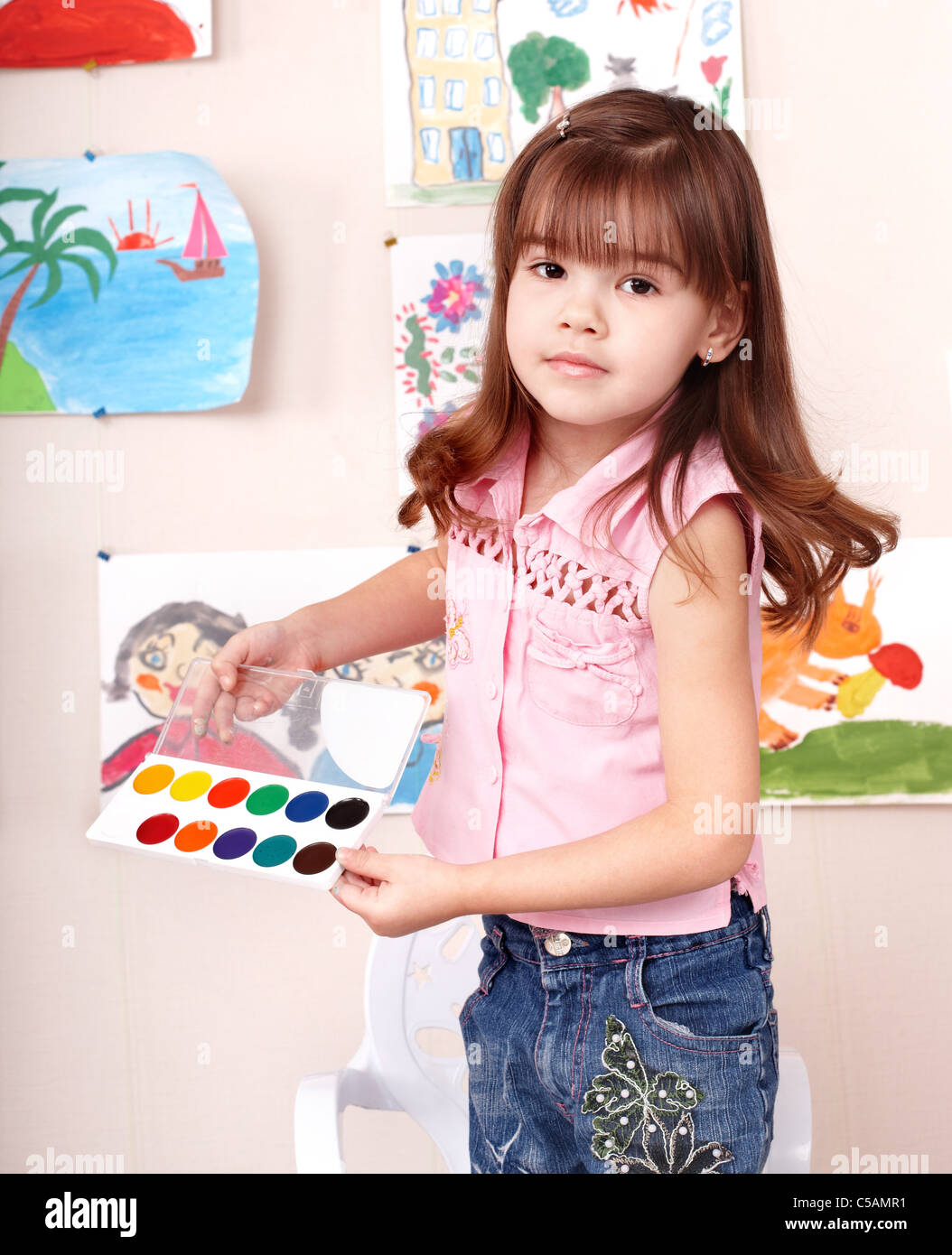 Child preschooler in school Stock Photo - Alamy