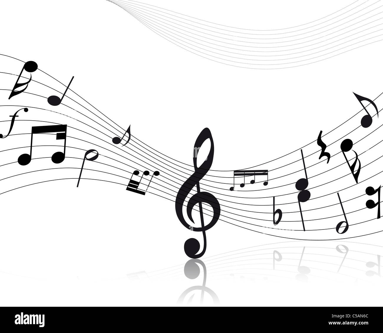 Vector musical notes staff background for design use Stock Photo - Alamy