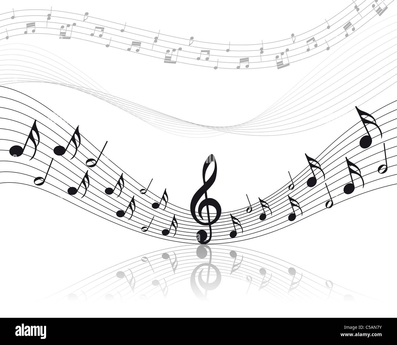 Vector musical notes staff background for design use Stock Photo - Alamy