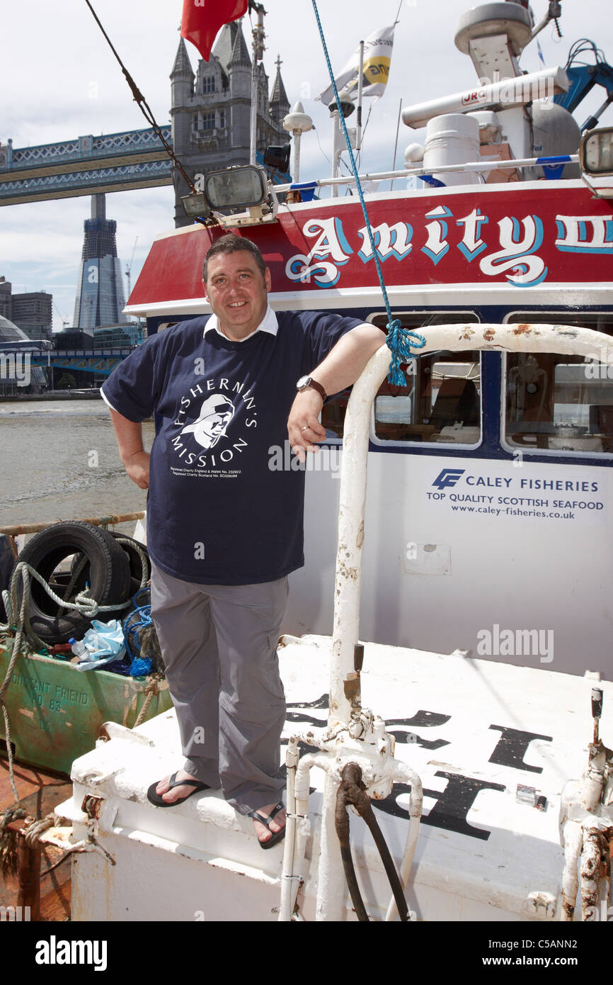Jimmy Buchan, from the Trawlerman TV programme, on his fishing trawler ...