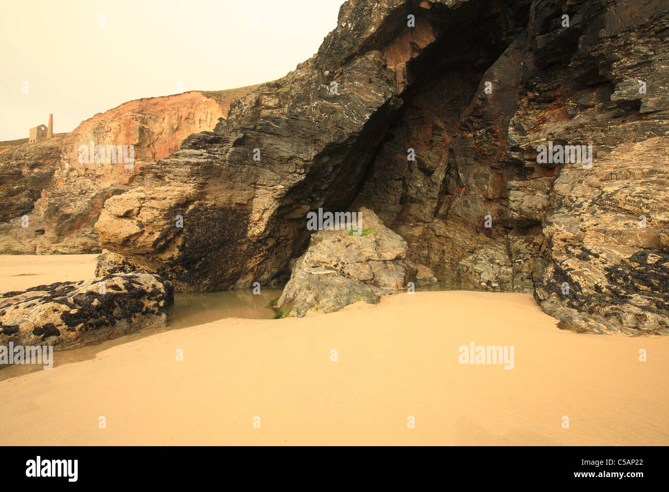 Sea cave at Chapel Porth, North Cornwall, England, UK Stock Photo - Alamy