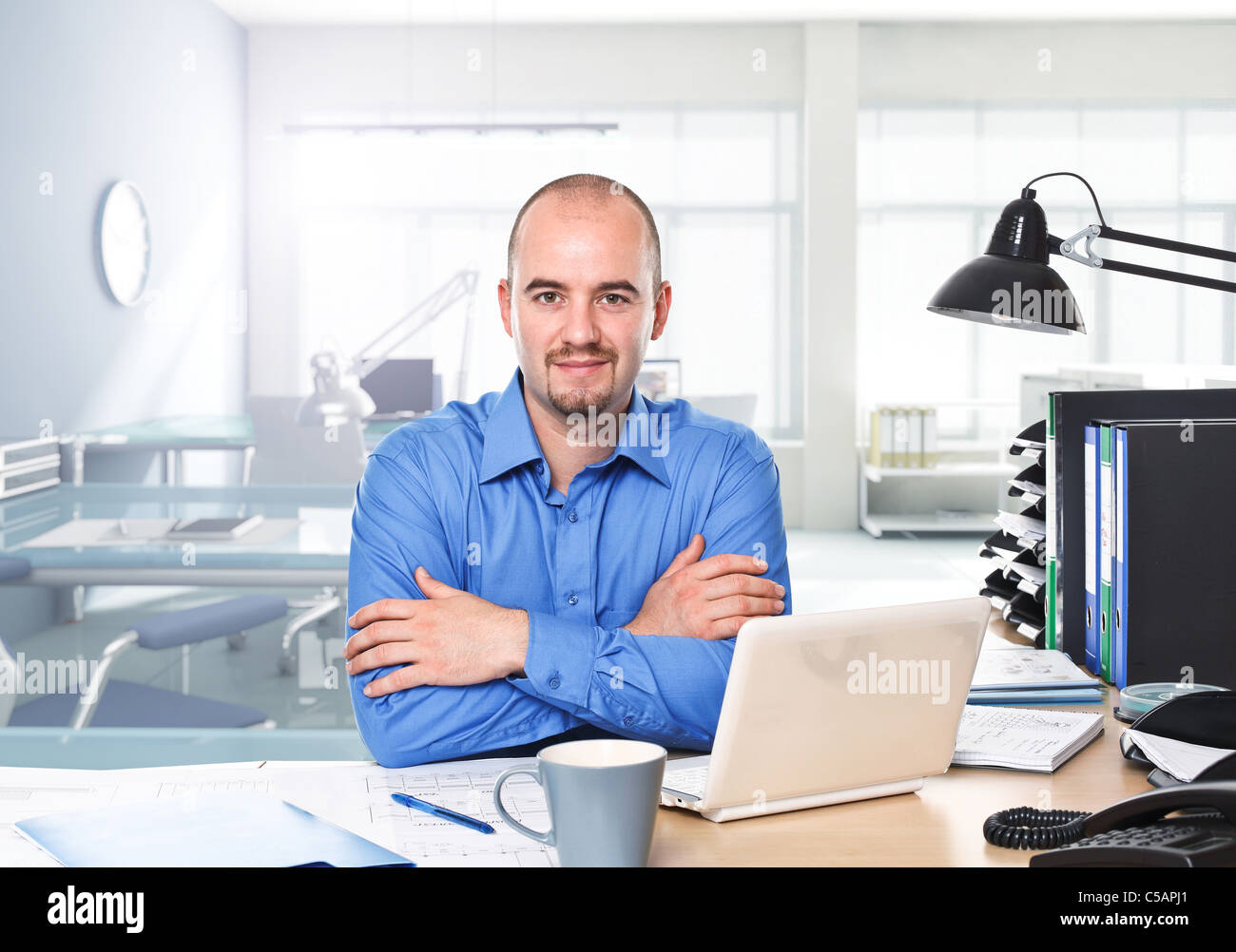 young white collar worker in office Stock Photo - Alamy