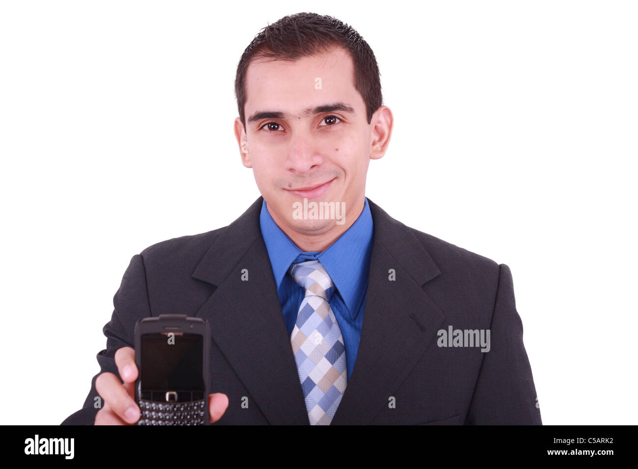 Image of man, businessman, which shows the phone Stock Photo - Alamy