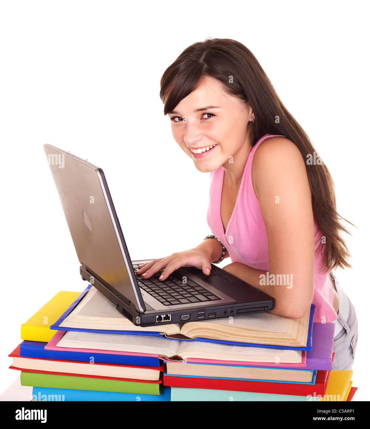 Cute girl student holding laptop hi-res stock photography and images ...