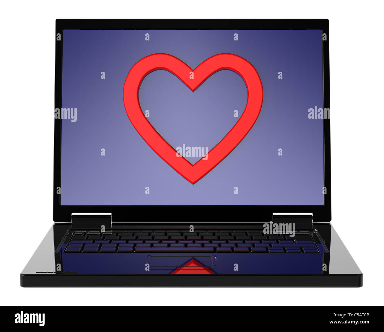 Laptop with heart on the screen isolated over white background Stock ...