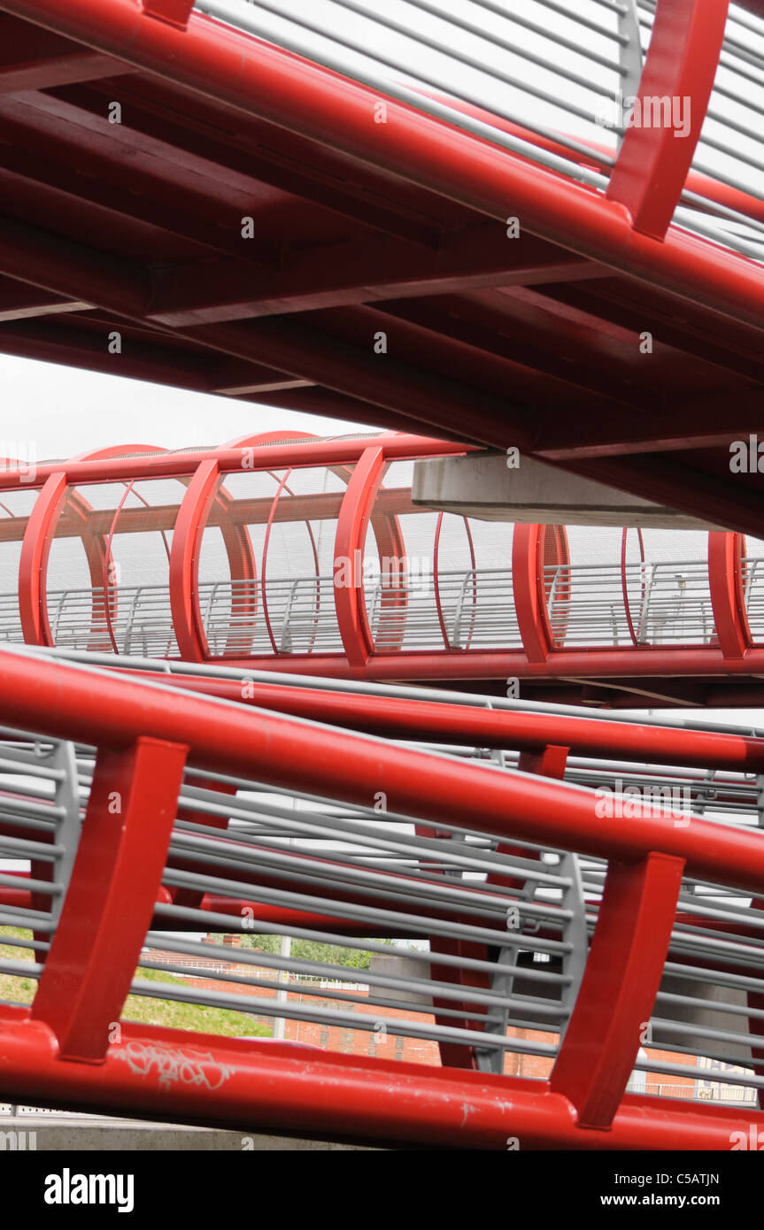 Red and steel walkways Stock Photo - Alamy