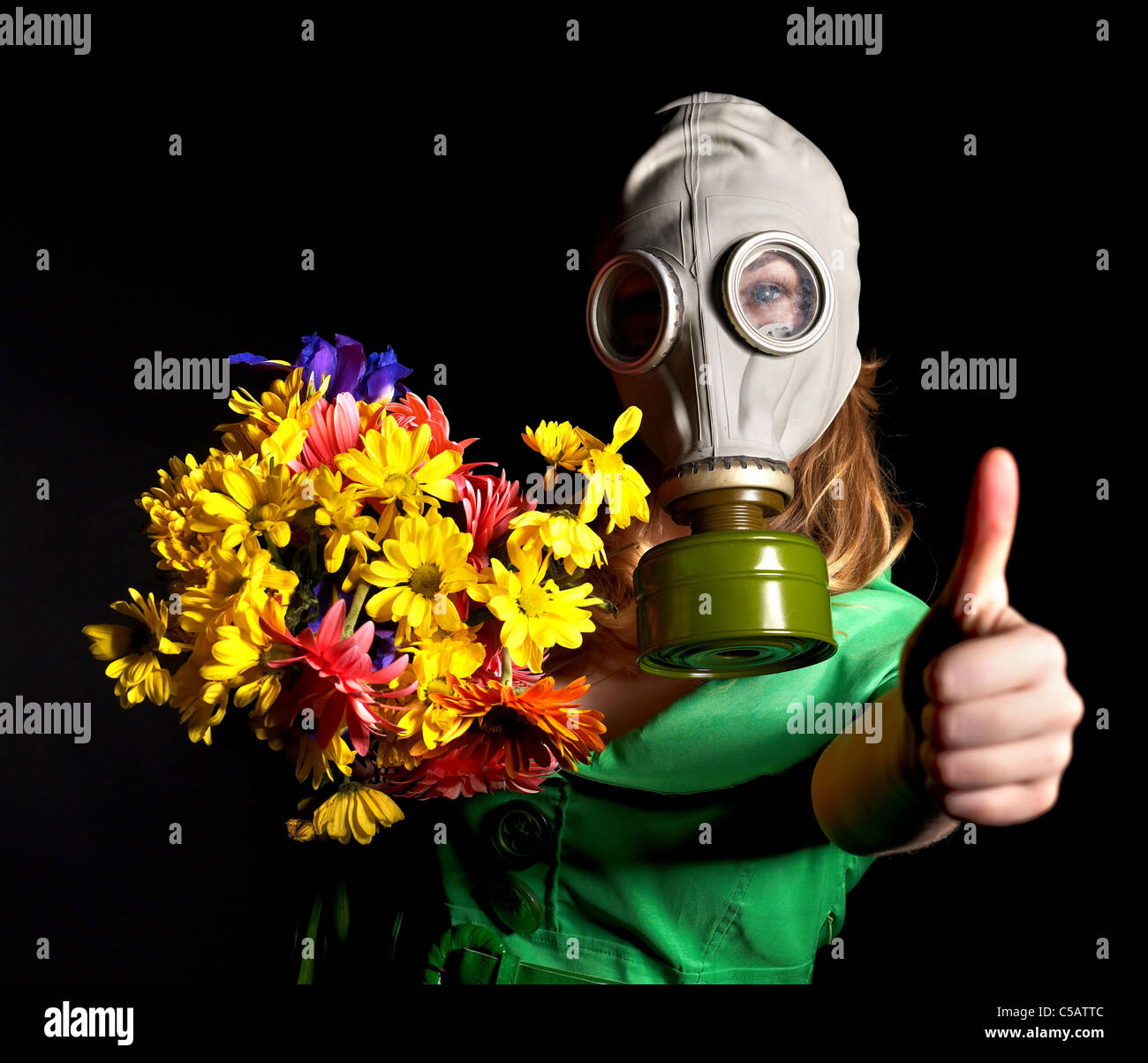 Woman gas mask flower hi-res stock photography and images - Alamy